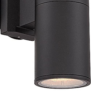 Possini Euro Design Ellis Modern Contemporary Outdoor Wall Light Fixtures Set of 2 Black Aluminum 11 3/4" Glass Lens for Exterior House Porch Patio Outside Deck Garage Yard Front Door Garden Home