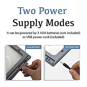 3X Large Full Page Magnifier with 12 LED Lights[Provide Evenly Lit Viewing Area], Foldable Flip-Out Legs, Dual Power Supply Modes- Ideal for Hands Free Reading, Low Vision, Seniors with Aging Eyes