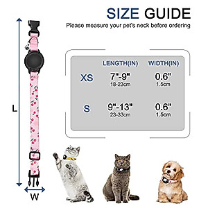 Upgraded AirTag Cat Collar, FEEYAR Integrated GPS Cat Collar with Apple Air Tag Holder and Bell [Pink], Safety Elastic Band Tracker Cat Collars for Girl Boy Cats, Kittens and Puppies 9-13 Inch