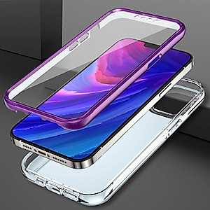 Troniker Stylish Bumper Case Designed for iPhone 13 Pro Max, Purple Marble iPhone 13 Pro Max Case for Women Girls Boys Full-Body Protective Case Cover with Built-in Screen Protector