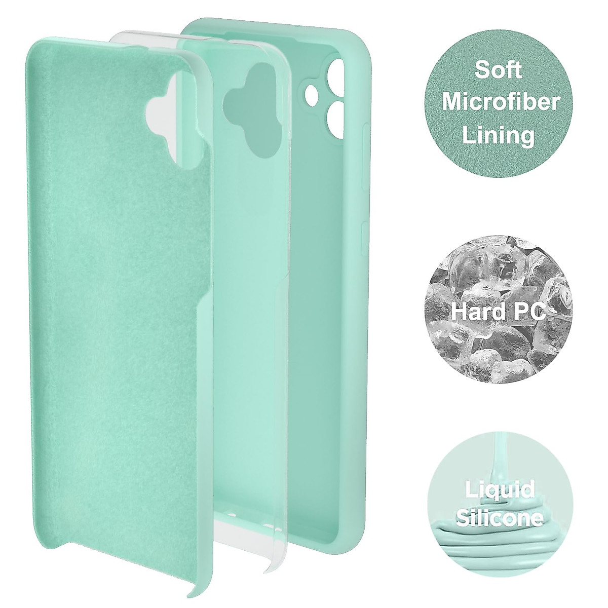 NUIMADL Galaxy A04 Case 6.5 inch, Soft Liquid Silicone Protective and Anti-Scratch Microfiber Lining Shockproof Compatible with A04 4G Cover (Green)