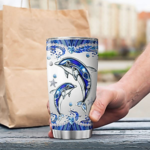 9SUNFLOWER Whale Coffee Tumbler Jewelry Style Cute Birthday Gifts For Girls Women Friends Animal Lovers Large Travel Mug With Lid Insulated Cups Inspirational Quotes Steel Mugs