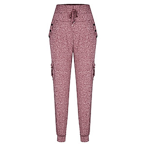 SMIDOW Womens Baggy Sweatpants with Pockets Drawstring Elastic Waist Cropped Jogger Running Pants Comfy Lounge Capris Petite Sweatpants for womenPink