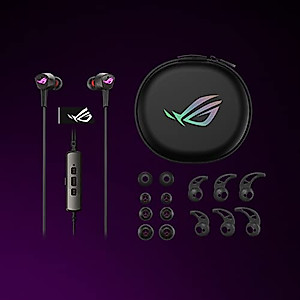 ASUS ROG Cetra II in-Ear Gaming Headphones | Earbuds, Microphone, ANC, USB-C, Aura Sync RGB Lighting, Bundled Travel Case, Silicon Tips, Compatible with Laptop, Switch, ROG Phone and Smart Devices