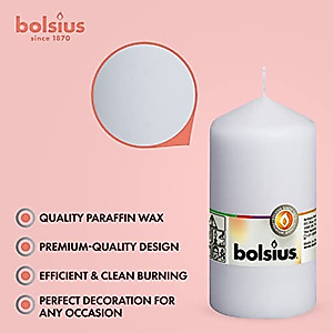 BOLSIUS 8 White Pillar Candles - 2.75 x 5 Inches - Premium European Quality - Individually Wrapped - 43 Hours Burn Time - Dripless & Smokeless - Unscented Dinner, Wedding, Party, & Restaurant Candles