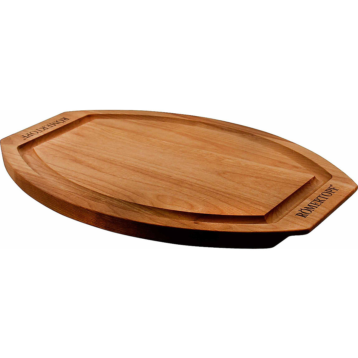 Romertopf With Juice Grooves, Made in USA Wooden Cutting Board, 16 Inch, Brown