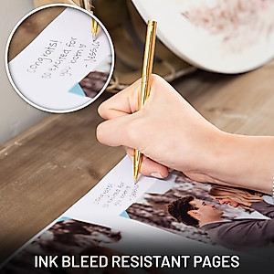 Wedding Guest Book - 8" x 10" Keepsake Guest Book for Party, Anniversary, Retirement, Graduation Sign-in & Photos with 2 Multi-Colored Photo Sticker Sheets, Golden Pen and Bookmark