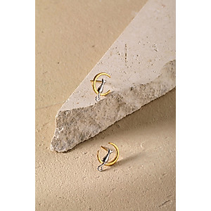 S.Leaf Cat Earrings Sterling Silver Earrings Cat Moon Earrings Cat Stuff for Cat Lovers Cat Lovers Cat Jewelry for Women Cat People Gifts for Women (silver and gold)