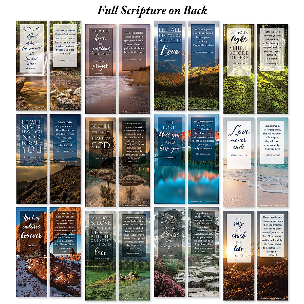 Bible Verse Bookmarks with Full Scripture - Pack of 48