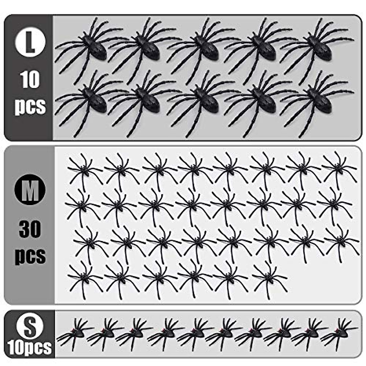 Realistic Plastic Spider Toys Halloween Decorations Fake Spider Toys for Kids 50pcs