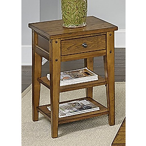 Liberty Furniture Industries Lake House Chair Side Table, 18" x 18" x 26", Medium Brown
