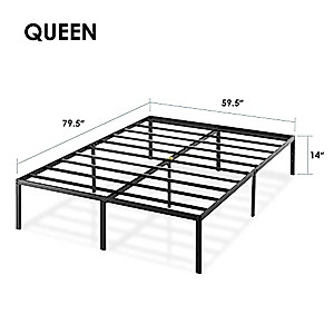 Best Price Mattress 14 Inch Metal Platform Beds w/ Heavy Duty Steel Slat Mattress Foundation (No Box Spring Needed), Black