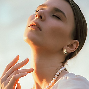 Chunky Gold Hoop Earrings for Women Textured Open Thick Huggie Earrings (Style-A,Gold)