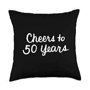 Happy 50th Wedding Golden Anniversary Gifts Store Cheers to 50 Years-50th Wedding Anniversary Throw Pillow, 18x18, Multicolor
