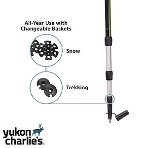 Yukon Charlie's Sherpa Trekking Poles, Twist Lock Adjustment System, Trekking and Snow Baskets Included