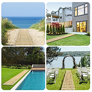 APRILSOUL 12FT Wooden Garden Pathway, Outdoor Roll Out Walkway Path for Patio,Lawn,Backyard,Beach,Wedding