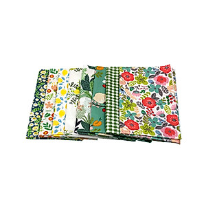 8PCS 25cmX25cm Fat Quarters Green Color Cotton Patchwork Fabric Bundle Squares Quilting Scrapbooking Sewing Art Craft