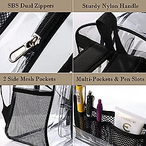 Clear Backpack Heavy Duty Transparent Backpack See Through Clear Bookbags for School, College,Security,Work,Concert (L16 inch, Black)