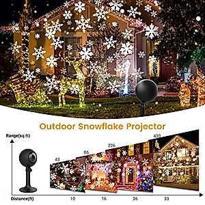Christmas Decorations Snowflake Lights Projector LED Snowfall Spotlight Waterproof Landscape Lamp Indoor Outdoor Lighting for Xmas Holiday Party Wedding Garden Patio House