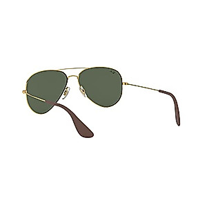 Ray-Ban RB3558 Aviator Sunglasses, Gold/Dark Green, 58 mm