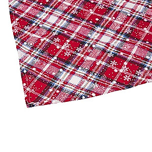 PTDECOR Christmas Dog Bandana Hat Bow, Red Plaid Dog Christmas Hat Scarf Triangle Dog Bibs Kerchief Christmas Bandanas for Small Medium Dogs Pets
