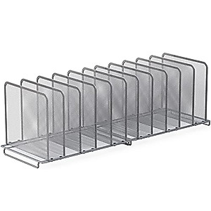 2 Pack - SimpleHouseware 5 Section Upright File Sorter Organizer, Silver
