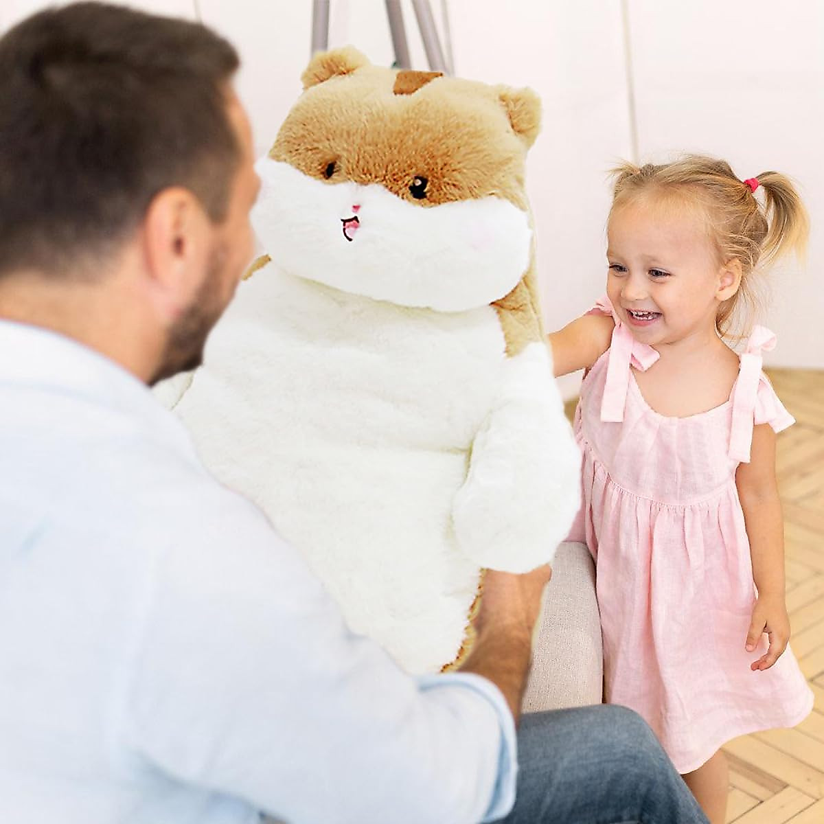 ARELUX Cute Hamster Plush Stuffed Animal Hugging Pillow: Soft Large Sleeping Body Warm Fluffy Pillow for Kids Adorable Chubby Hamster Plushie Toy Creative Gift for Girls Dormitory(17.7in)