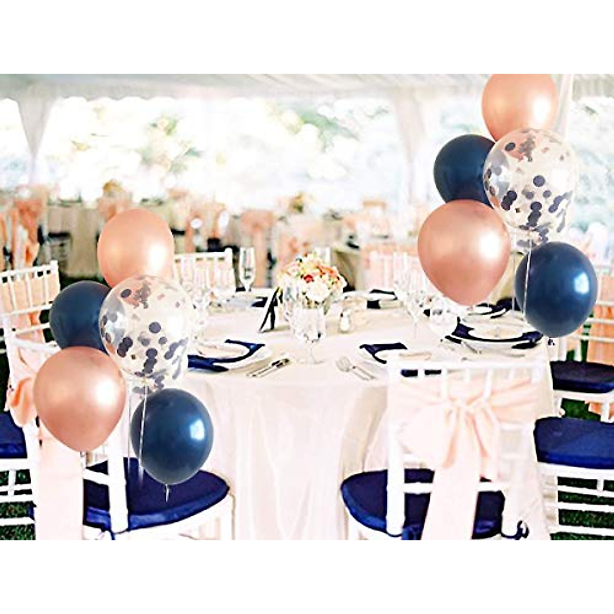 Navy Blue Birthday Decorations for Women 50th/40th/60th Birthday Qian's Party Champagne Peach Navy Peach Balloons HAPPY BIRTHDAY Banner for Women's Birthday Party Decorations
