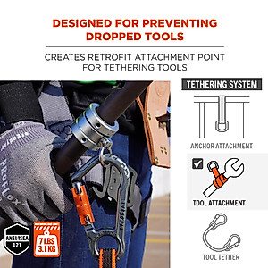 Ergodyne Squids 3791 Sleever Bar Lock Collar with Tethering Attachment Point for Tool Lanyard, Compatible Bar Size 7/8