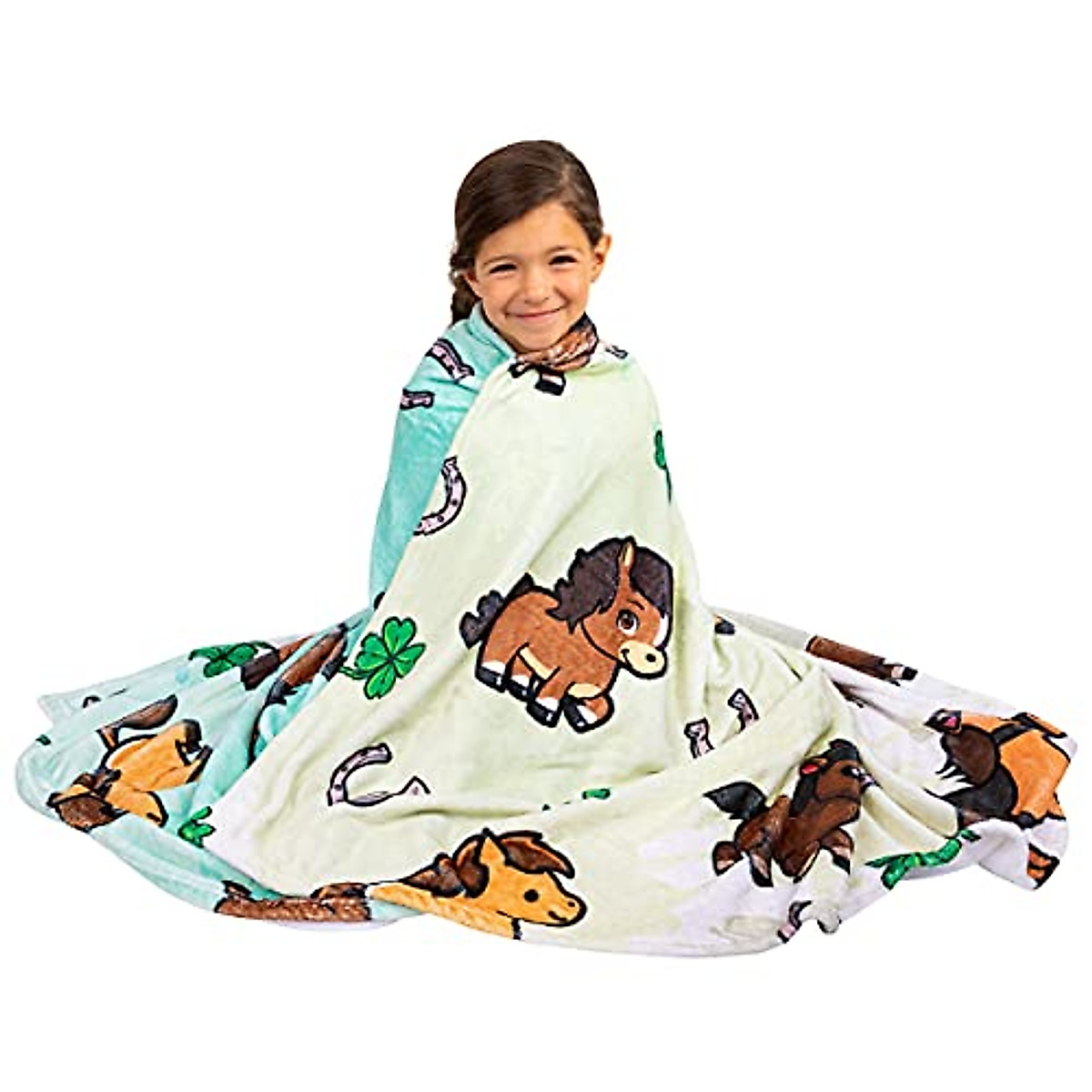 Horse Throw Blanket, Super-Soft Adorable Extra-Large Horse Throw Blanket for Girls, Teens, Adults, and Children, Fleece Horse Print Blanket (50in x 60in) Warm Plush and Cozy Throw for Traveling or Bed