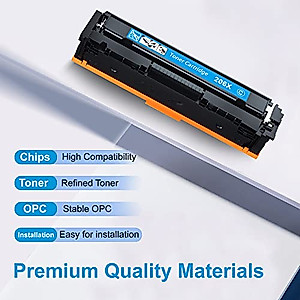 206X Toner Cartridges 4 Pack Compatible Replacement for HP 206X 206A W2110A W2110X Work with HP Color Pro MFP M283fdw M283cdw M255dw M283 M255 Toner Printer (Black Cyan Yellow Magenta)