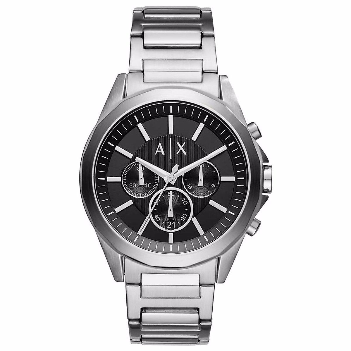 A｜X ARMANI EXCHANGE Men's Chronograph Stainless Steel Watch, Color: Silver/Black (Model: AX2600)