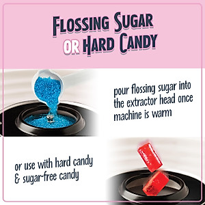 Nostalgia Retro Countertop Cotton Candy Maker, Vintage Candy Machine for Hard Candy & Flossing Sugar, Pink