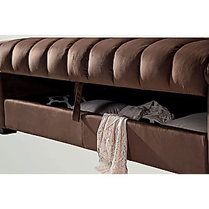 Legend Vansen Velvet Storage Convertible Sofa Bed Sleeper Couch Sofabed, Brown