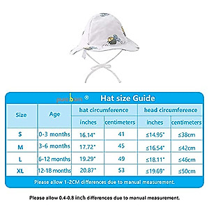 pureborn Unisex Baby Cotton Sun Hat Wide Brims with Straps Bucket Hat Cartoon Bees 3-6 Months