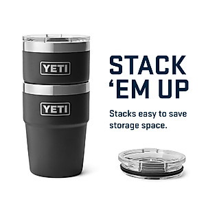 YETI Rambler 16 oz Stackable Tumbler, Vacuum Insulated, Stainless Steel with MagSlider Lid, Black