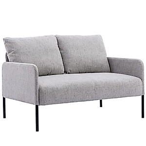 chairus Linen Loveseat Sofa Couch Modern 47.5-inch Width 2 Seater Love Seats Chair Comfy Upholstered Accent Chair for Living Room/Bedroom/Office, Grey