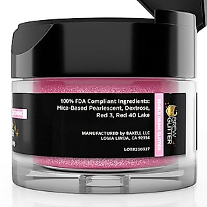 Brew Glitter - Pink (4g 1x Shaker Jar) | Edible Glitter For Drinks, Beer and Cocktail Beverages by Bakell