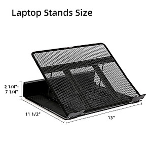DESIGNA Metal Mesh Ventilated Adjustable Laptop Stands Computer Notebook Holder Stand Riser Compatible with Apple MacBook Air Pro Dell XPS HP Samsung Lenovo More Laptops up to 19"- Black