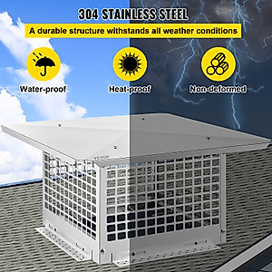 VEVOR Chimney Cap, 13" x 13" Flue Caps, 304 Stainless Steel Fireplace Chimney Cover, Adjustable Metal Spark Arrestor with Bolts Screws, Mesh Chimney Flue Cover for Outside Existing Clay Flue Tile