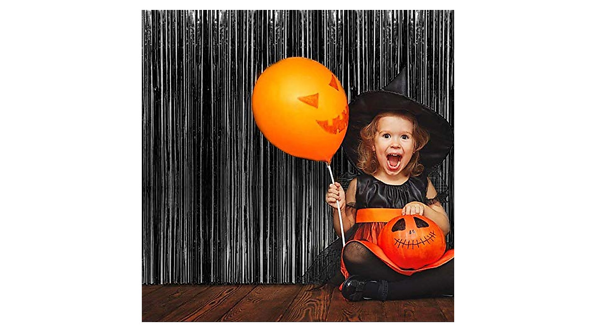 Black Photo Booth Tinsel Backdrop - 2 Pack Party Decor