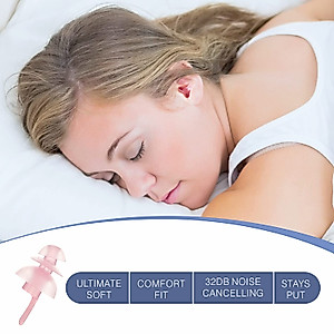 Softvox Sleep Ear Plugs for Side Sleepers [3 Pairs], 100x Reusable Soft Earplugs for Noise Reduction, Noise Cancelling Ear Buds for Snoring, Study, Travel, Working, Safety -32dB Hearing Protection