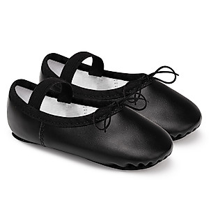 Stelle Ballet Shoes for Girls Toddler Dance Slippers PU Leather Boys Ballerina Shoes for Toddler/Little Kid/Big Kid/Women(Black,4ML)