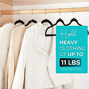 HOUSE DAY Premium Velvet Hangers 50 Pack, Non-Slip Flocked Felt Hangers, Sturdy Clothes Hangers Heavy Duty Coat Hangers & Suit Hangers, Durable Slim Black Hangers for Closet Space Saving