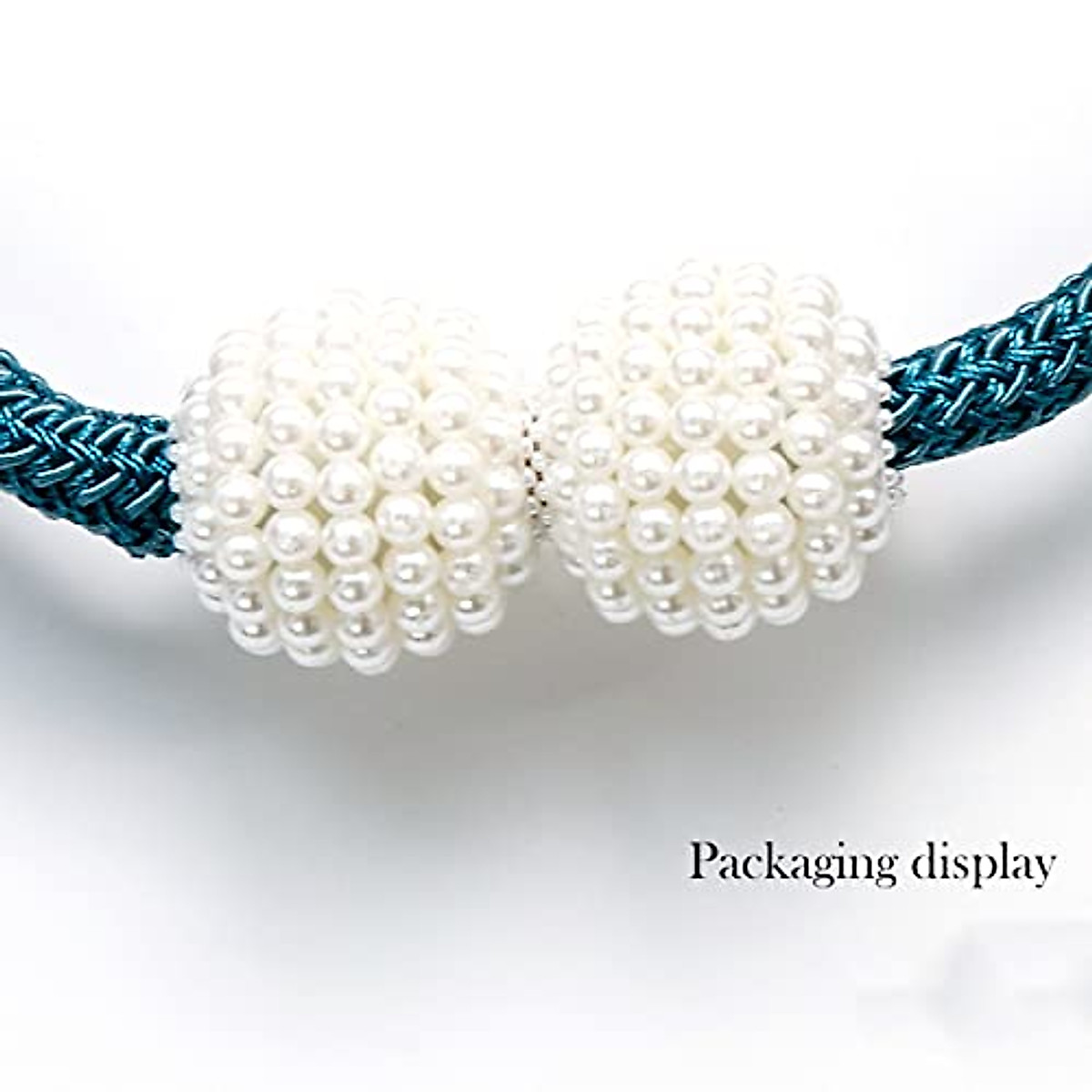 YangMeng Window Strong Magnetic Curtain Tiebacks Outdoor Curtain tiebacks for Patio- Pearl Ball Tie Backs for Curtains Thin or Thick Home&Office Window Draperies (F, 2PC)