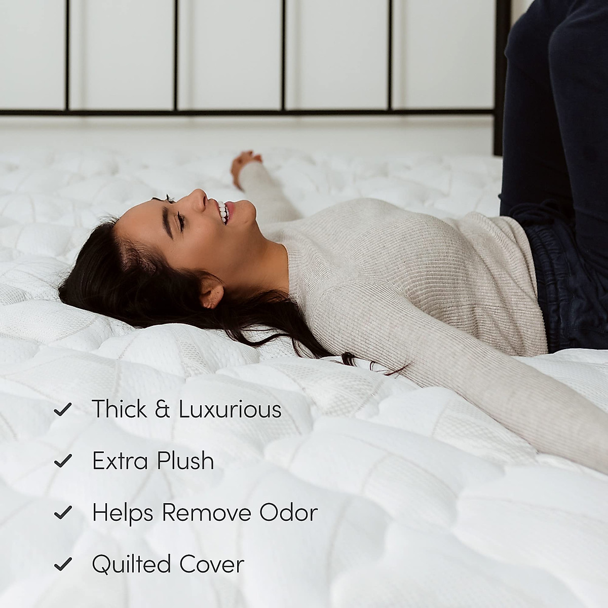 eLuxurySupply Copper Infused Mattress Pad - Fitted Skirt with Extra Plush and Thick Copper Mattress Pad Topper - Cooling Effect Pillow Top Mattress Cover Featuring Cutec Technology - California King