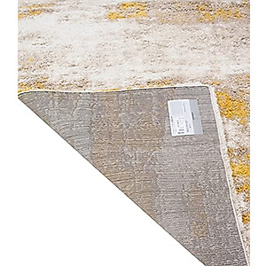 NOORI RUG - Premium & Luxury Imported - Lux Madison Machine Made High Pile Abstract - Rectangle - Gold - Beige - 5' x 8', Bedroom, Living Room