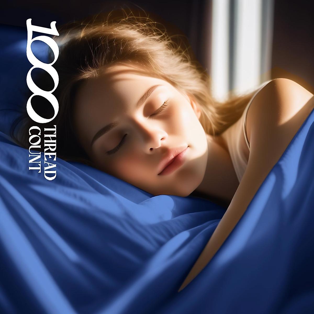 100% Egyptian Cotton Sheets King Size,1000 Thread Count Luxury Heavy Bed Sheets Set,Very Smooth Soft with 17" Deep Pocket Sheets 4 Pc Sets (King, Ocean Blue)