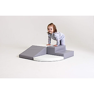 IGLU Indoor Climber XL Soft Play Equipment Foam Set 5 Shapes Baby Climbing Toys Indoor (Grey/White, 4-Piece)