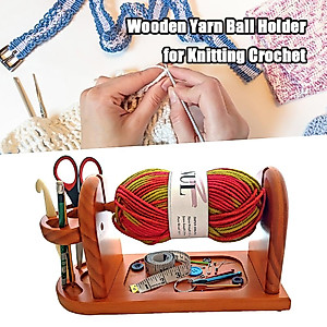 Generic Yarn Holder for Crocheting Wooden Yarn Rack Stand with Slots Yarn Storage Organizer Knitting & Crochet Supplies Horizontal Yarn Spinner Stable Yarn Ball Dispenser for Knitting Lovers, Brown